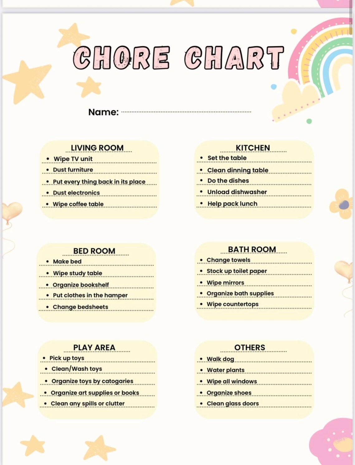 Kids Chore Planner - Etsy