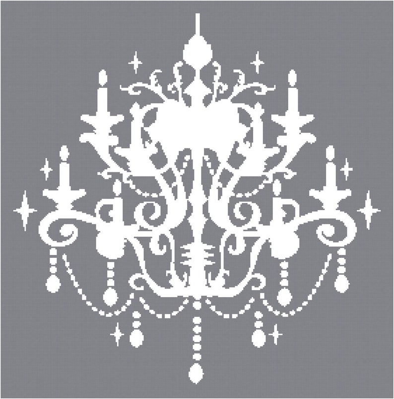 Cross Stitch Pattern - Chandelier Silhouette 1 - PDF - Instant Digital ...