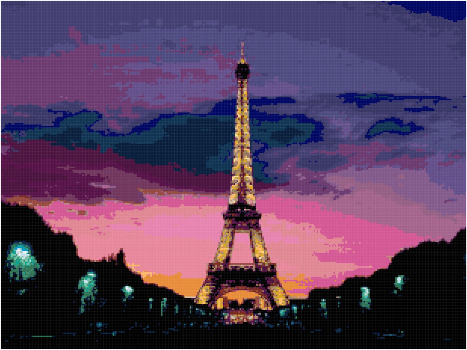 Cross Stitch Pattern - Eiffel Tower 3 - PDF - Instant Digital Download ...