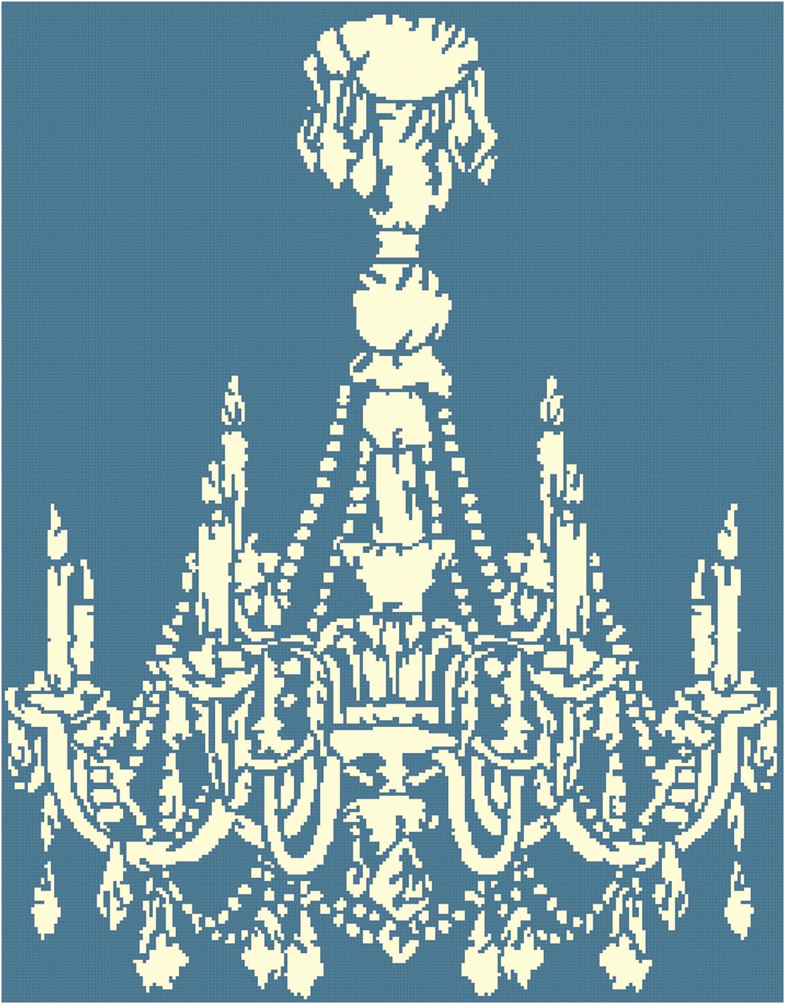 Cross Stitch Pattern - Chandelier Silhouette 2 - PDF - Instant Digital ...