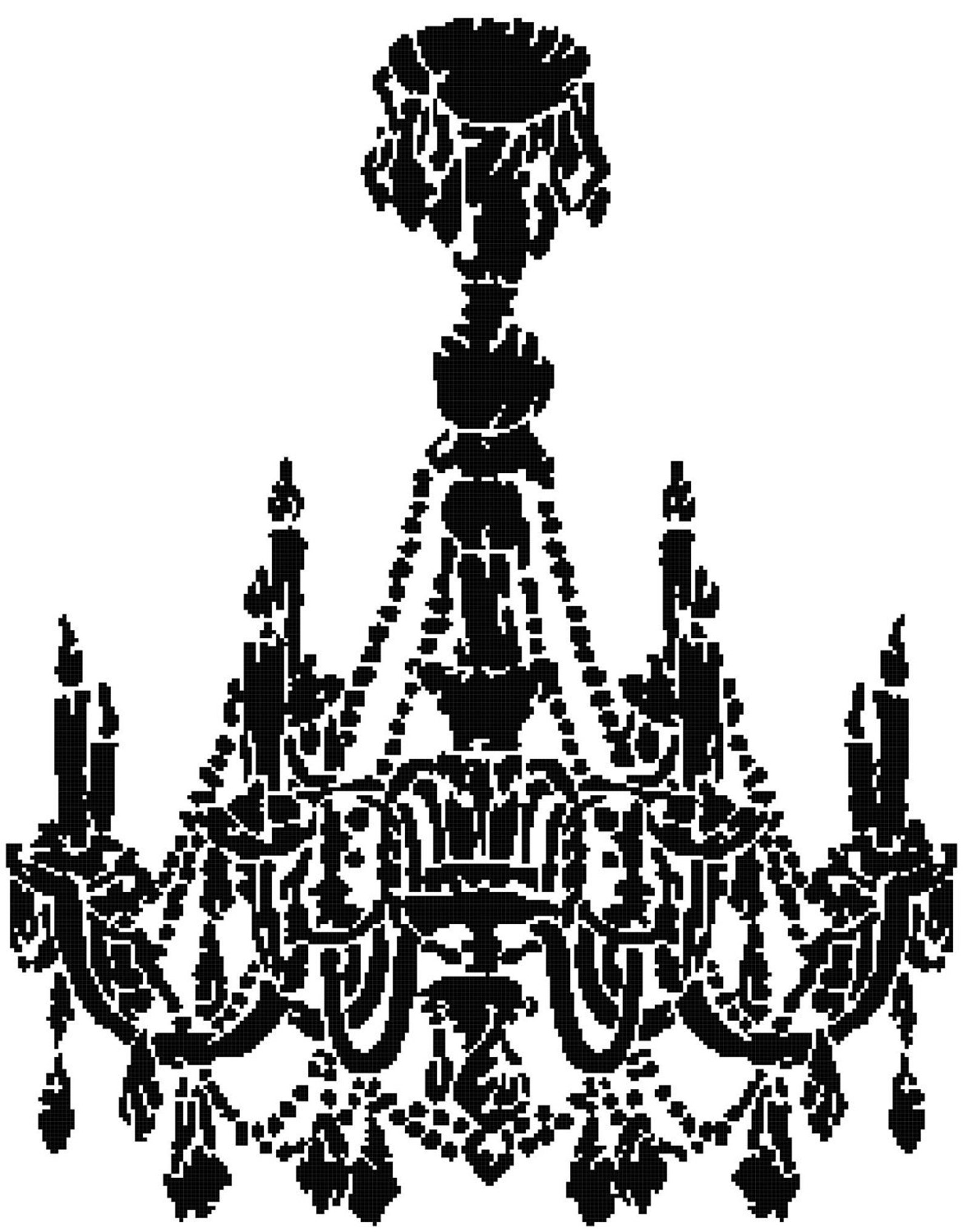 Cross Stitch Pattern - Chandelier Silhouette 2 - PDF - Instant Digital ...