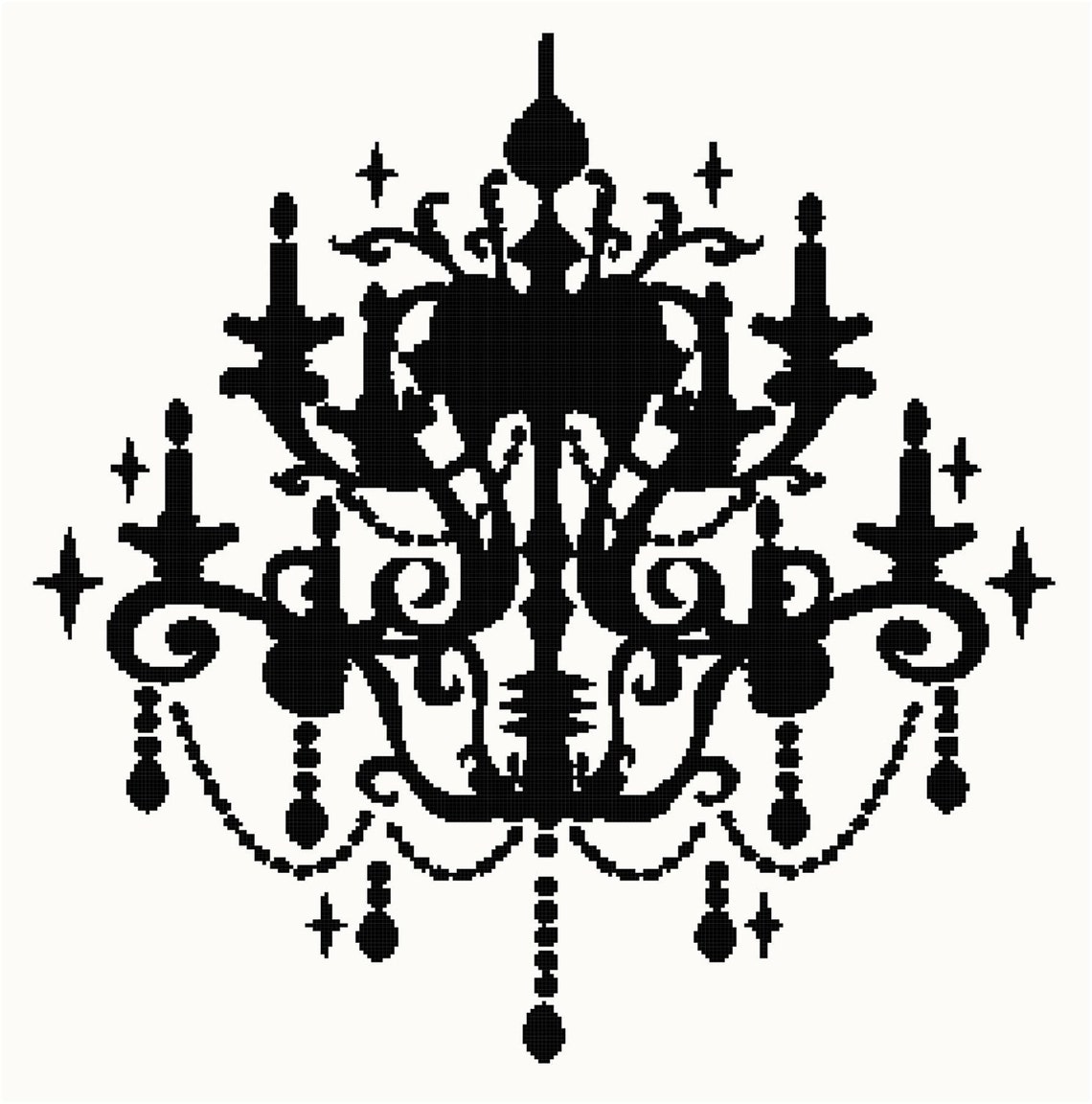Cross Stitch Pattern - Chandelier Silhouette 1 - PDF - Instant Digital ...