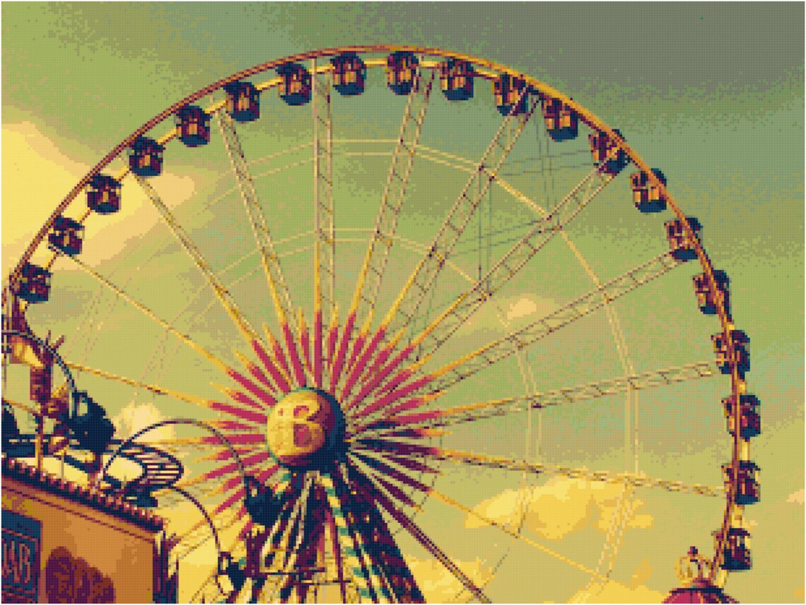 Cross Stitch Pattern - Vintage Ferris Wheel - PDF - Instant Digital ...