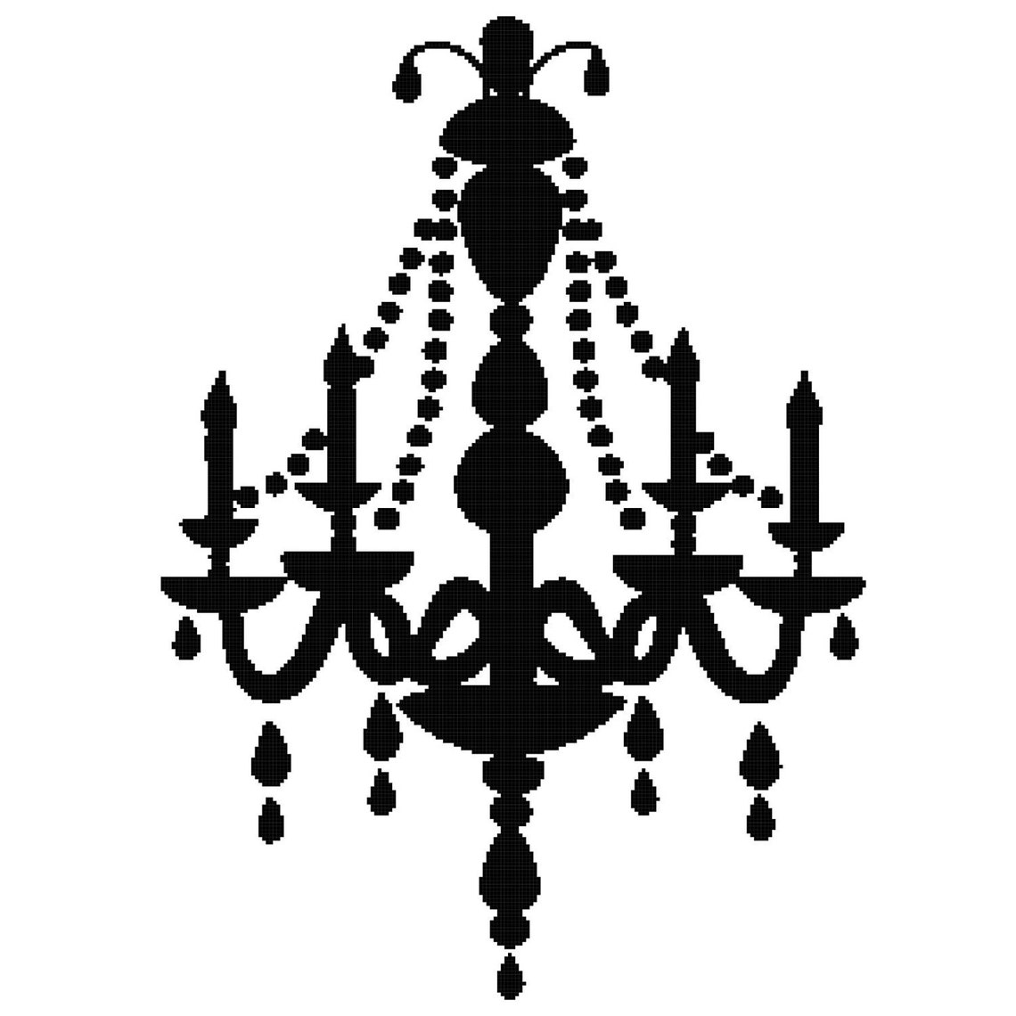 Cross Stitch Pattern - Chandelier Silhouette 4 - PDF - Instant Digital ...