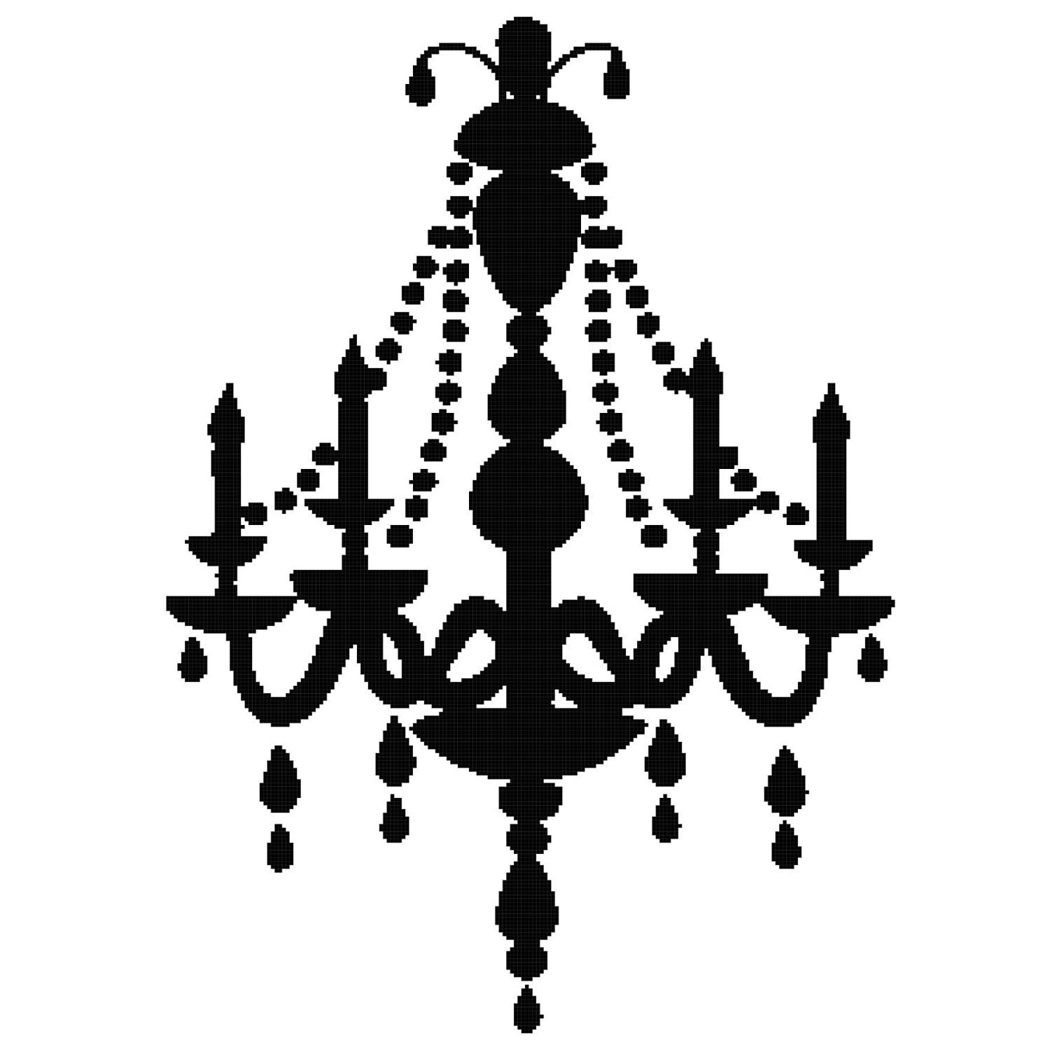 Cross Stitch Pattern - Chandelier Silhouette 4 - PDF - Instant Digital ...