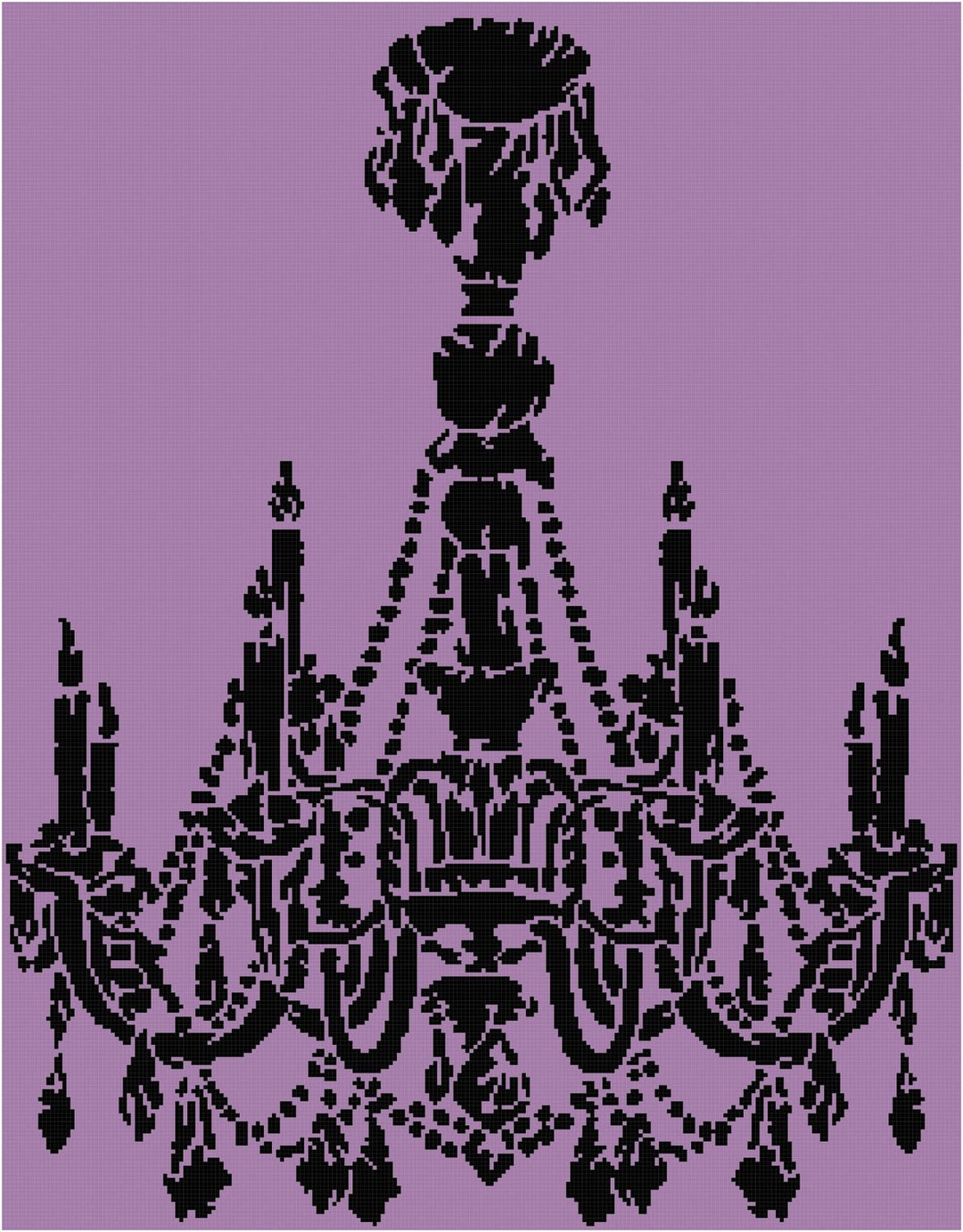 Cross Stitch Pattern - Chandelier Silhouette 2 - PDF - Instant Digital ...