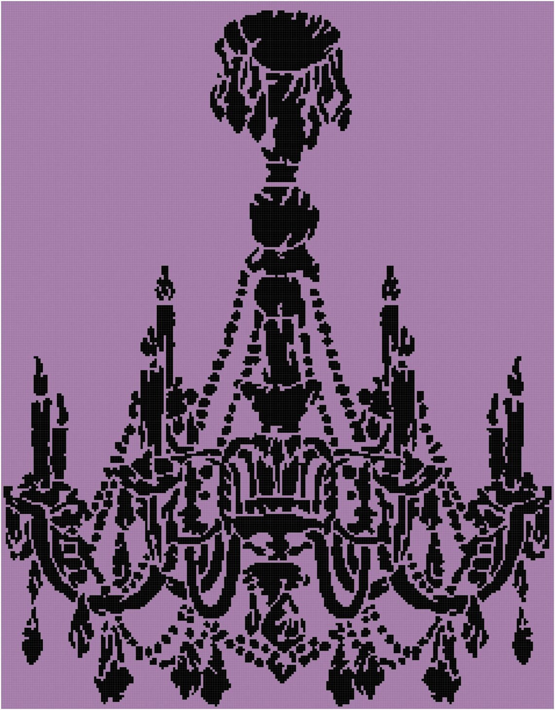 Cross Stitch Pattern - Chandelier Silhouette 2 - PDF - Instant Digital ...