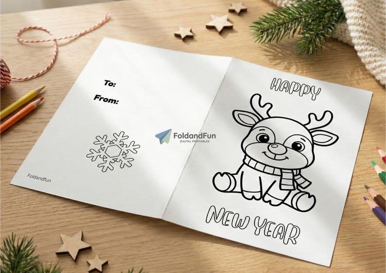 Printable Christmas Cards, DIY Activity, Digital Download (15 PDF ...