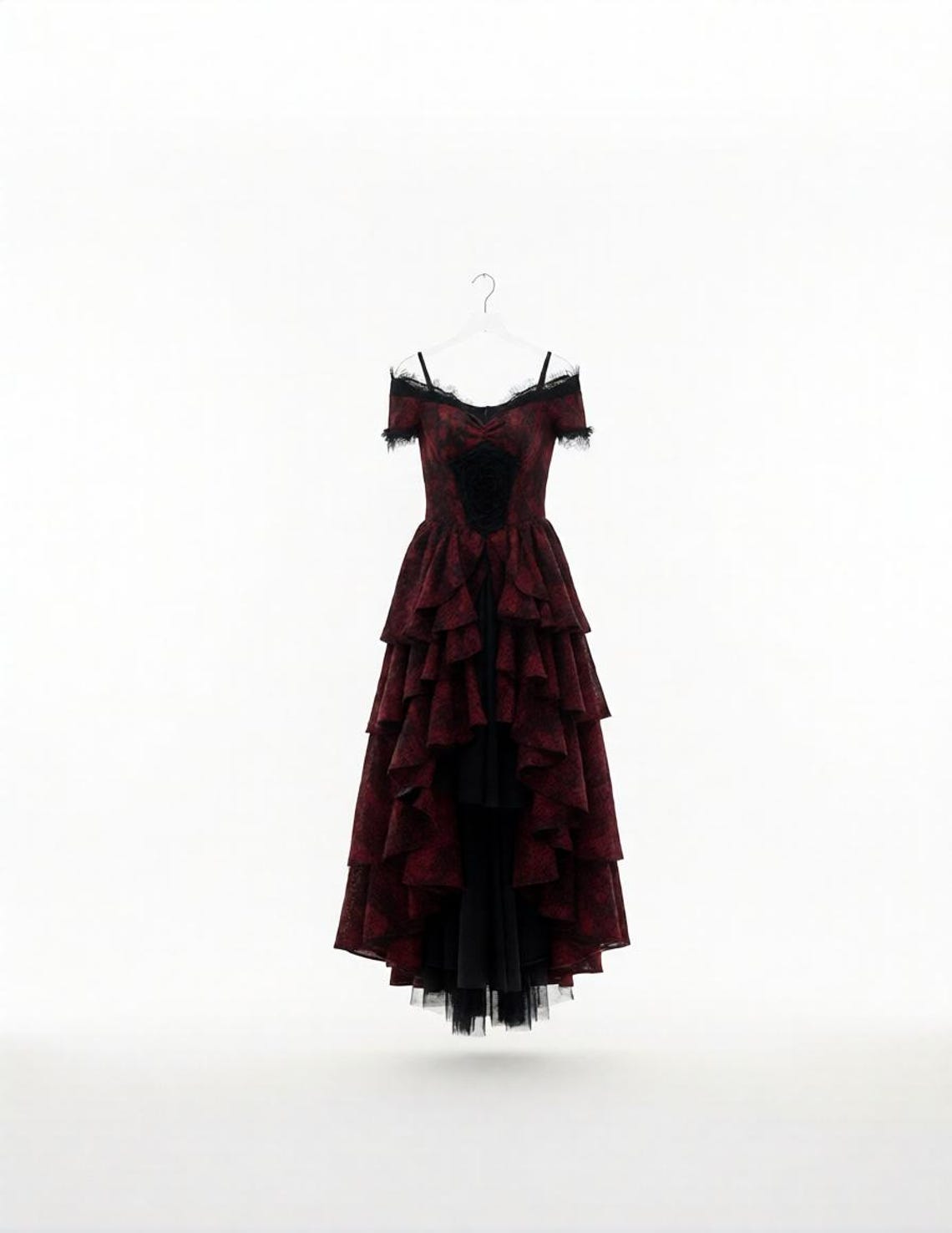 Gothic Winter High-low Corset Dress – Dark Romantic Ruffled Lace Outfit ...