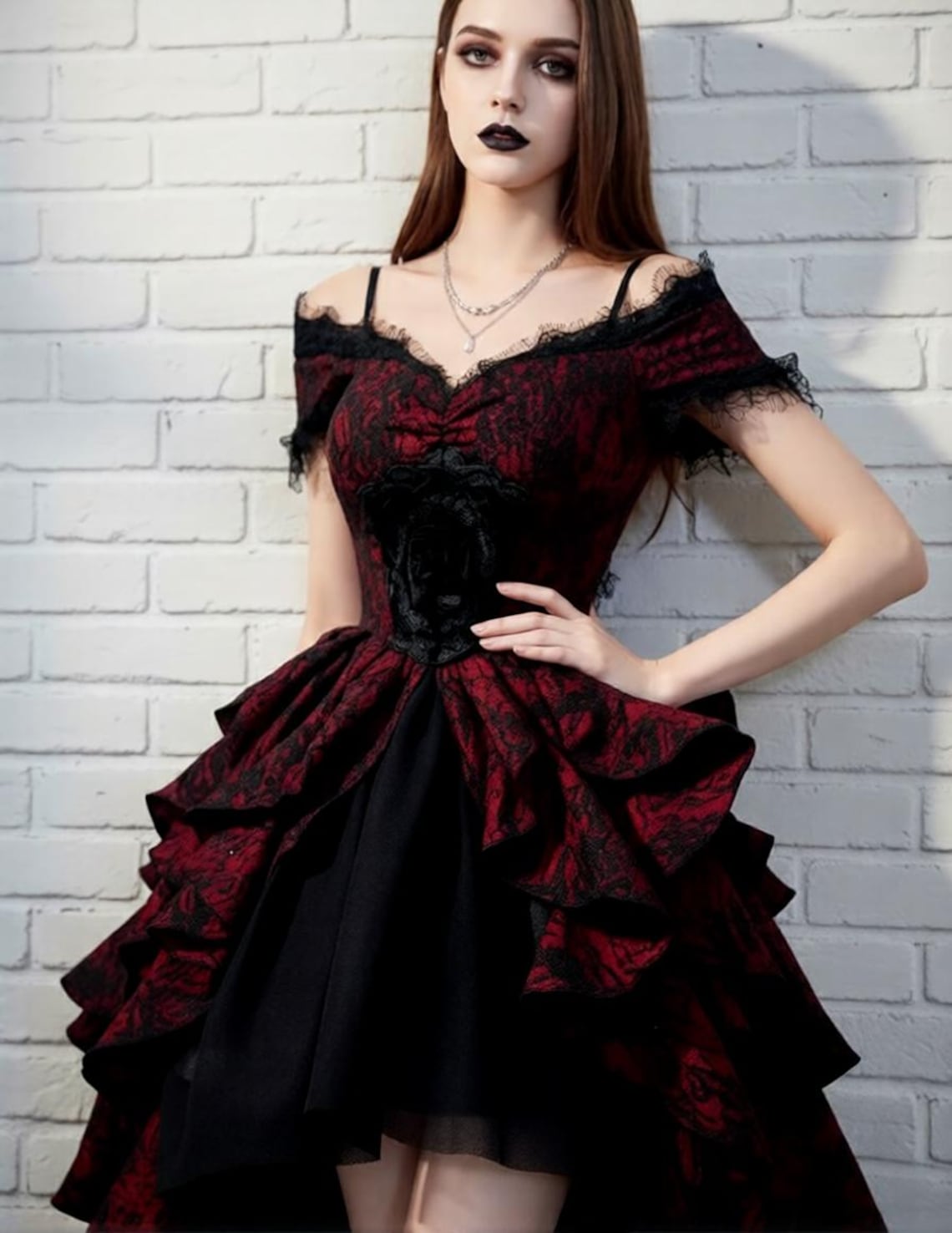 Gothic Winter High-low Corset Dress – Dark Romantic Ruffled Lace Outfit ...