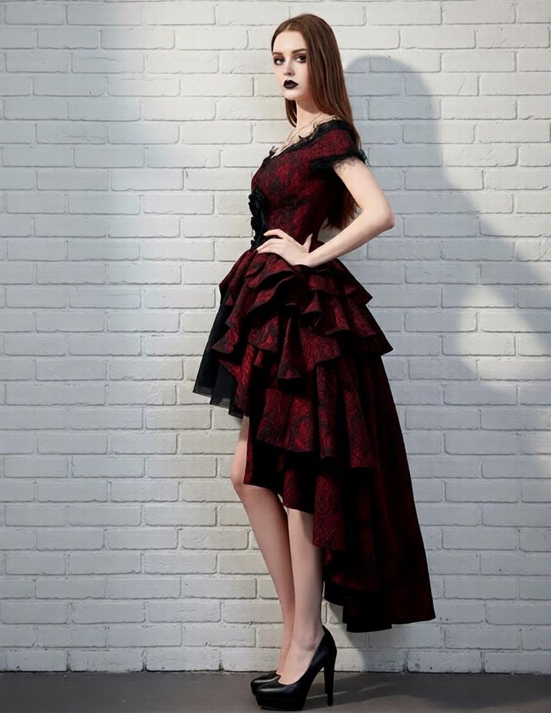 Gothic Winter High-low Corset Dress – Dark Romantic Ruffled Lace Outfit ...