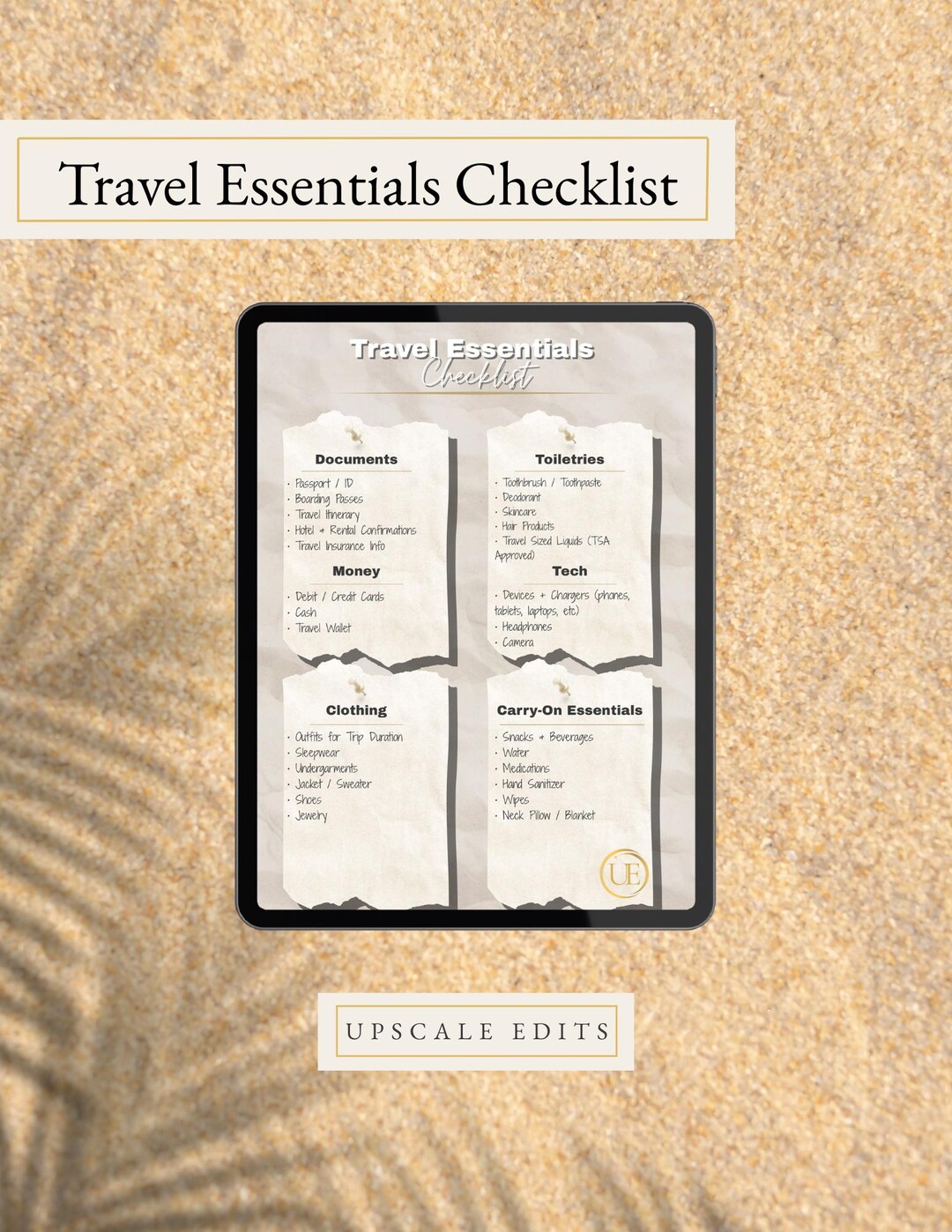 Travel Essentials Checklist | Ready to Use | Printable Packing List ...