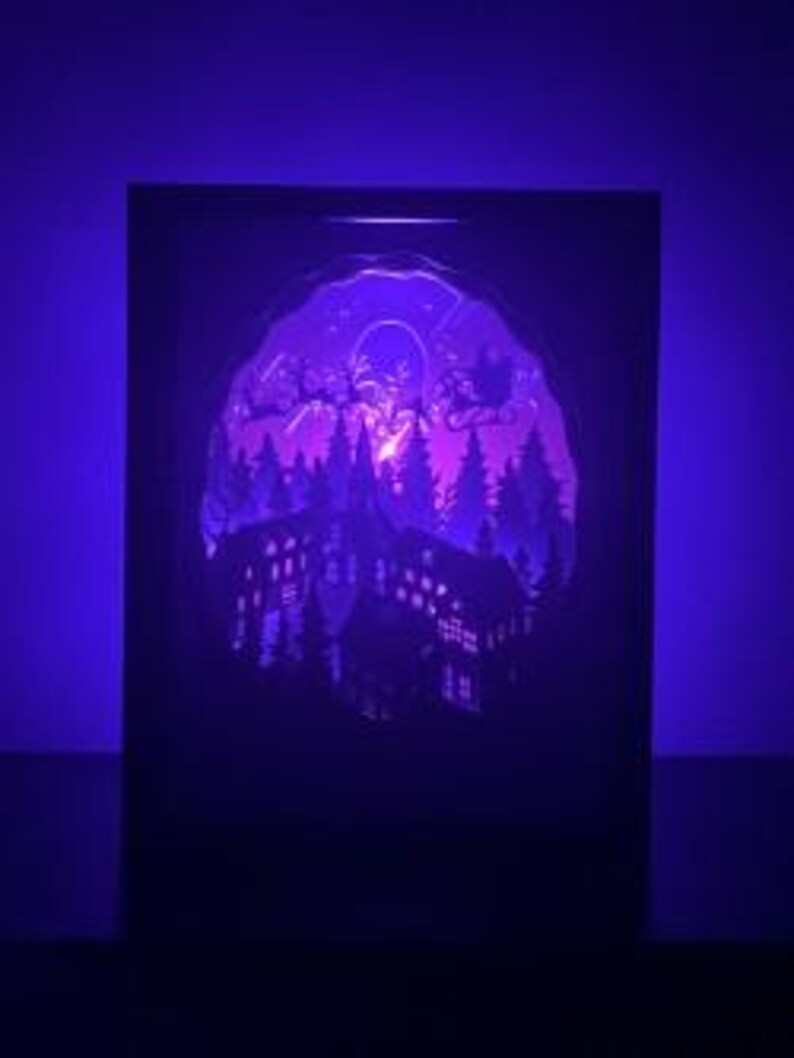 3D Printed Santa Christmas Village Shadowbox – LED Lighted Holiday ...