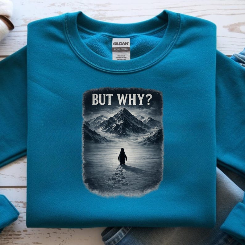 But Why? Penguin Silhouette Art Shirt, Dramatic Moment - Etsy