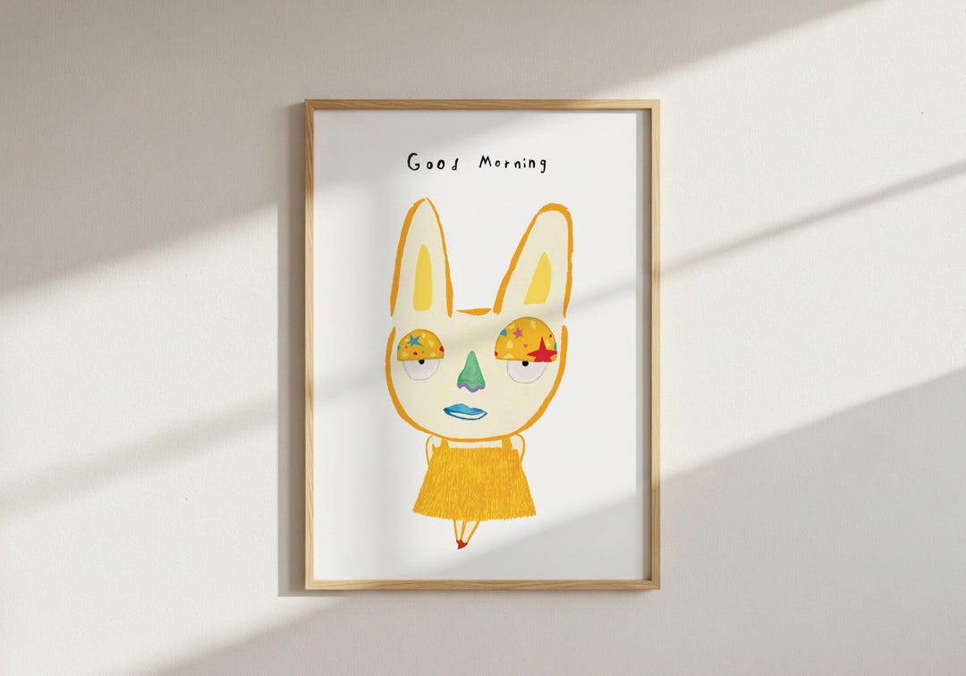 Good Morning Sleepy Rabbit Print - Kids Room Wall Art - Nursery Decor ...