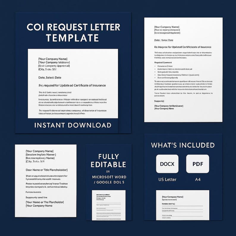 COI Request Letter | Certificate of Insurance Form | Vendor Compliance ...