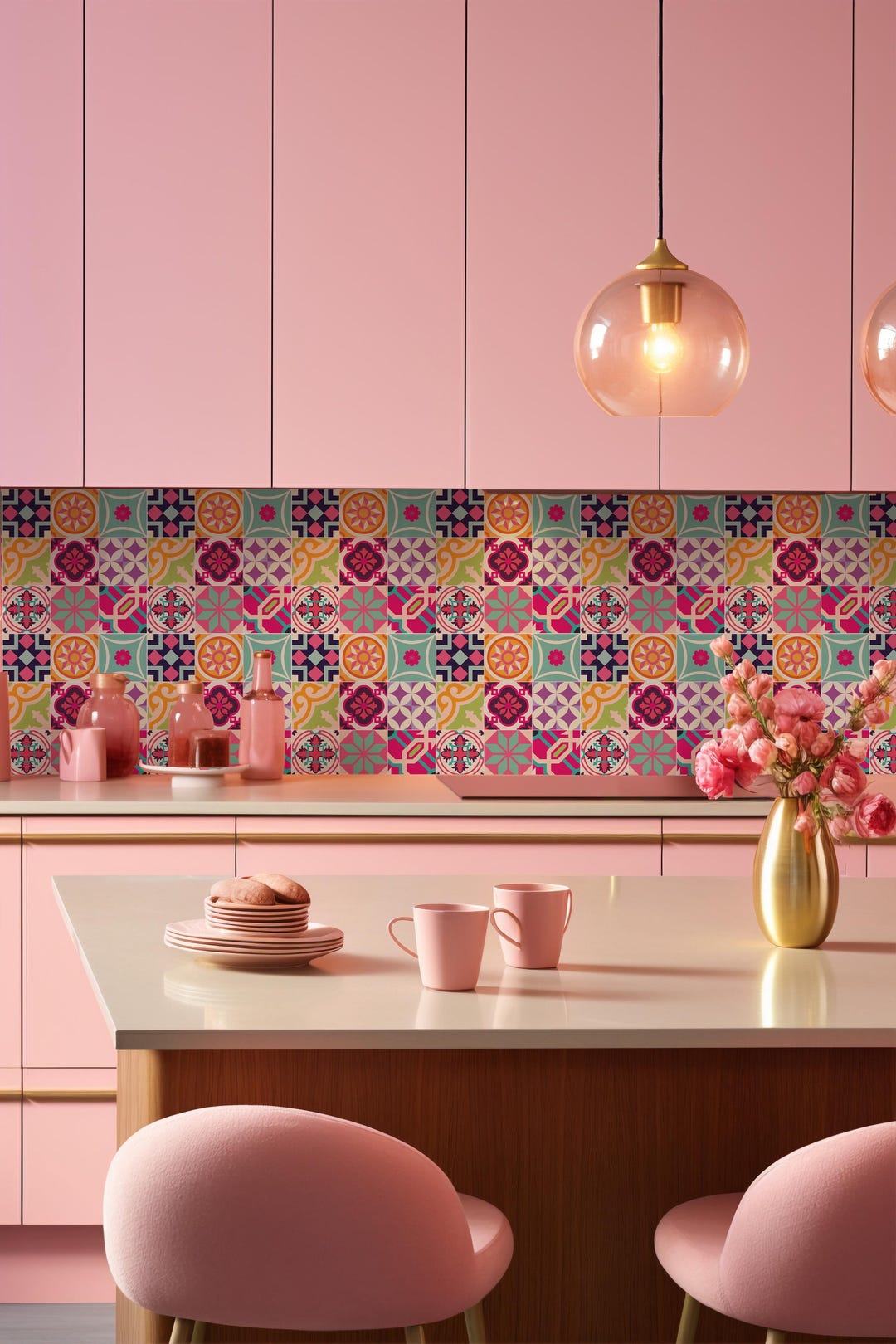 Colorful Moroccan Tile Sticker-peel and Stick Tile-vibrant Retro ...