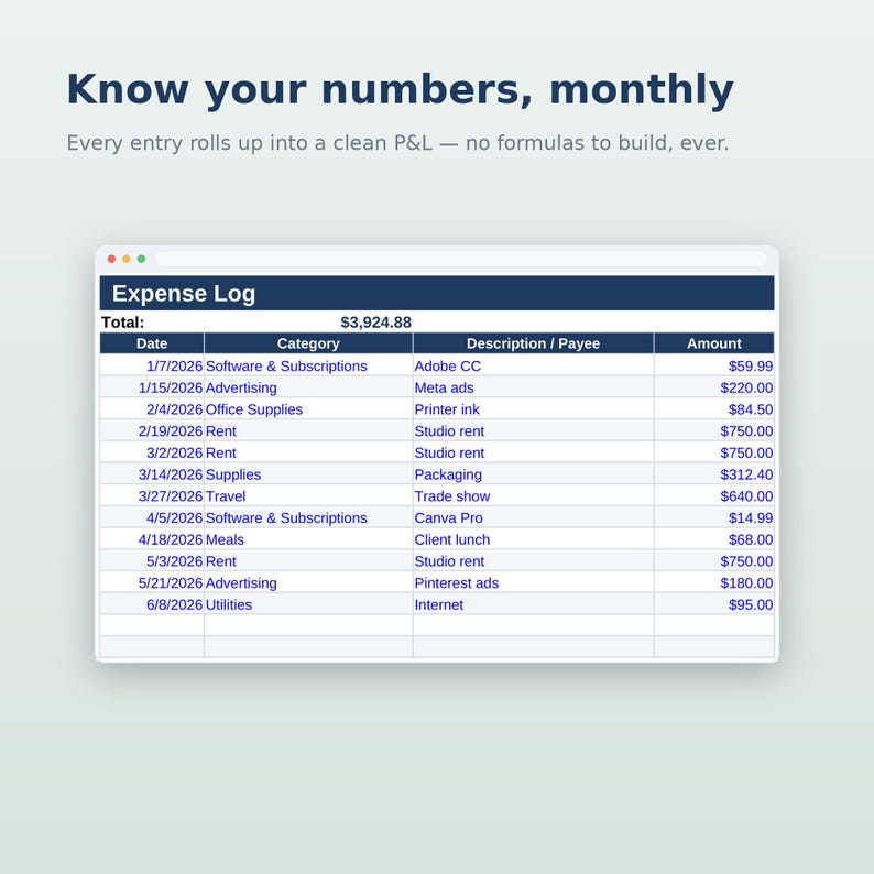 Small Business Bookkeeping Spreadsheet | Income & Expense Tracker ...