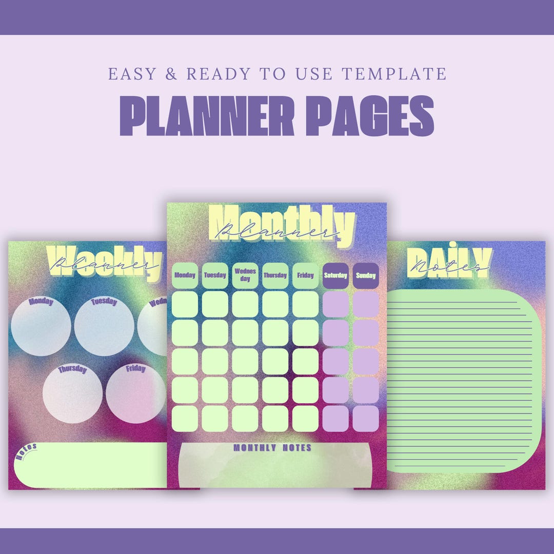Pastel Neon Digital Planner Bundle, Monthly, Weekly & Notes Pages ...