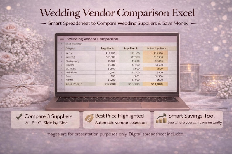Wedding Vendor Comparison Excel Spreadsheet | Compare Wedding Vendors ...