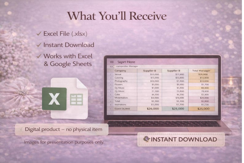Wedding Vendor Comparison Excel Spreadsheet | Compare Wedding Vendors ...