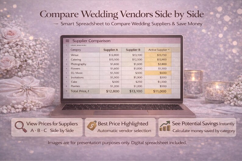 Wedding Vendor Comparison Excel Spreadsheet | Compare Wedding Vendors ...