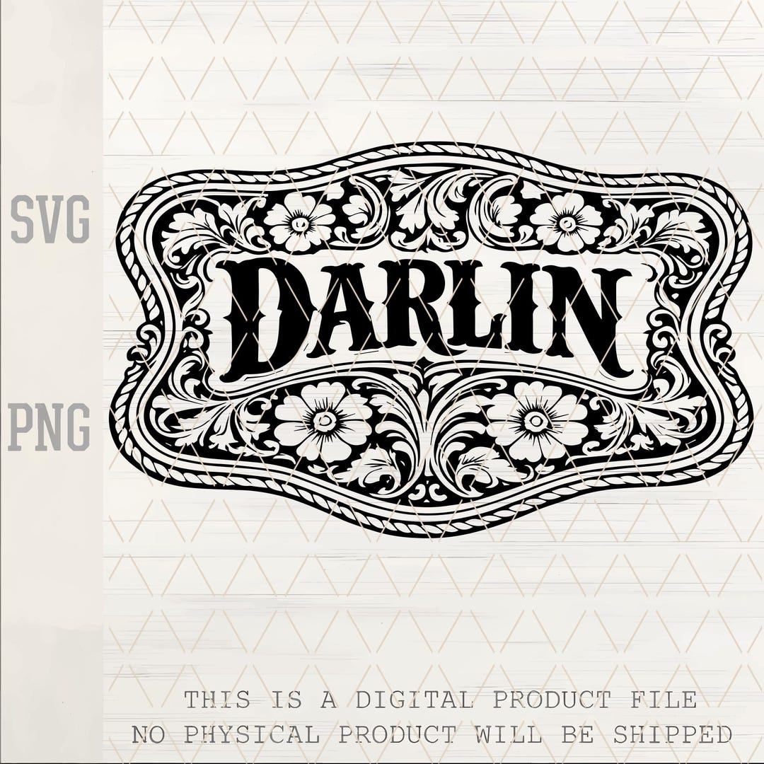 Darlin Western Floral Buckle SVG PNG | Tooled Leather Hat Patch Design ...