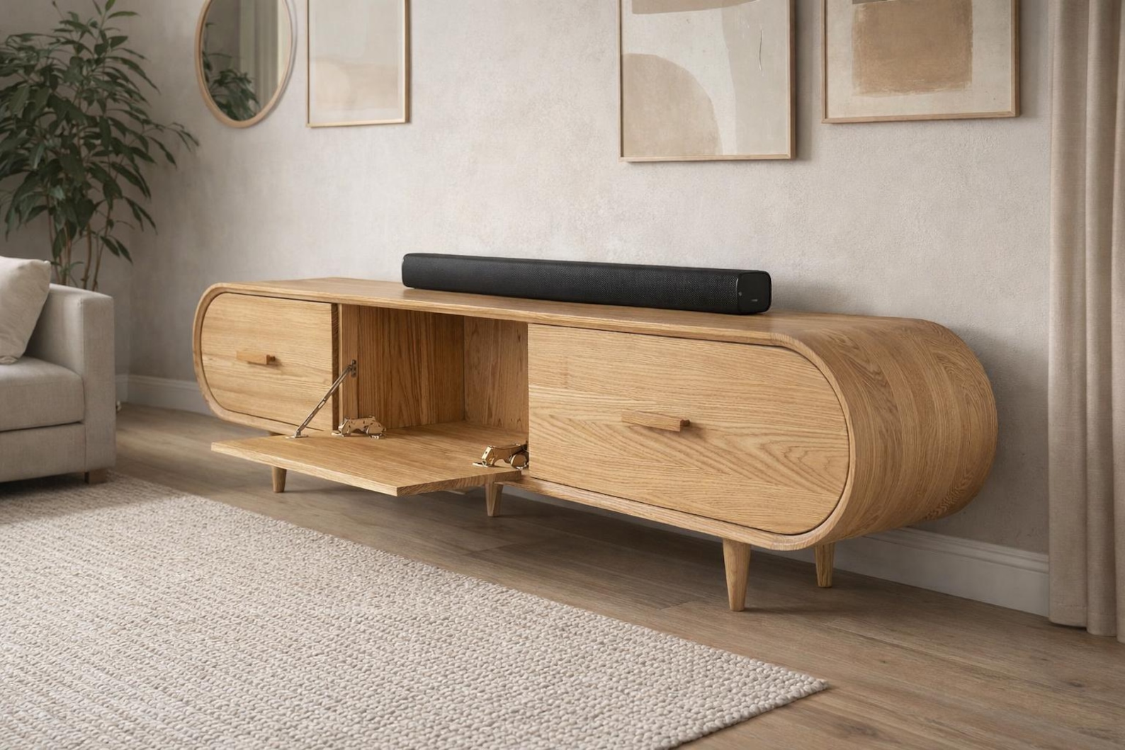 Solid Wood TV Stand • Rounded Edge Media Console • Handmade ...