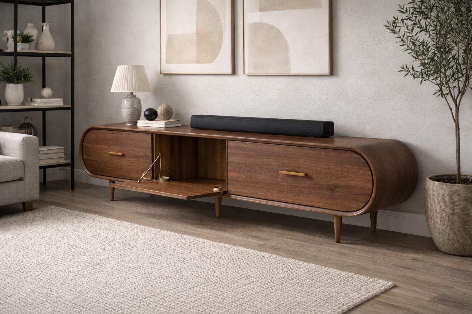Solid Wood TV Stand • Rounded Edge Media Console • Handmade ...