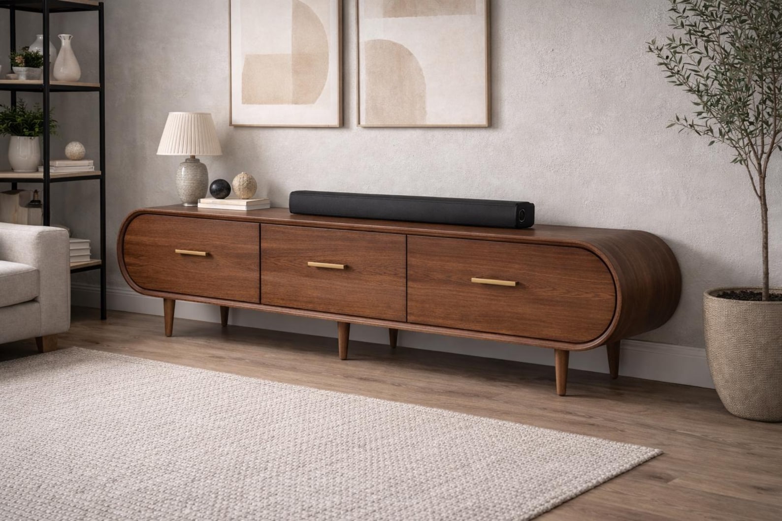 Solid Wood TV Stand • Rounded Edge Media Console • Handmade ...