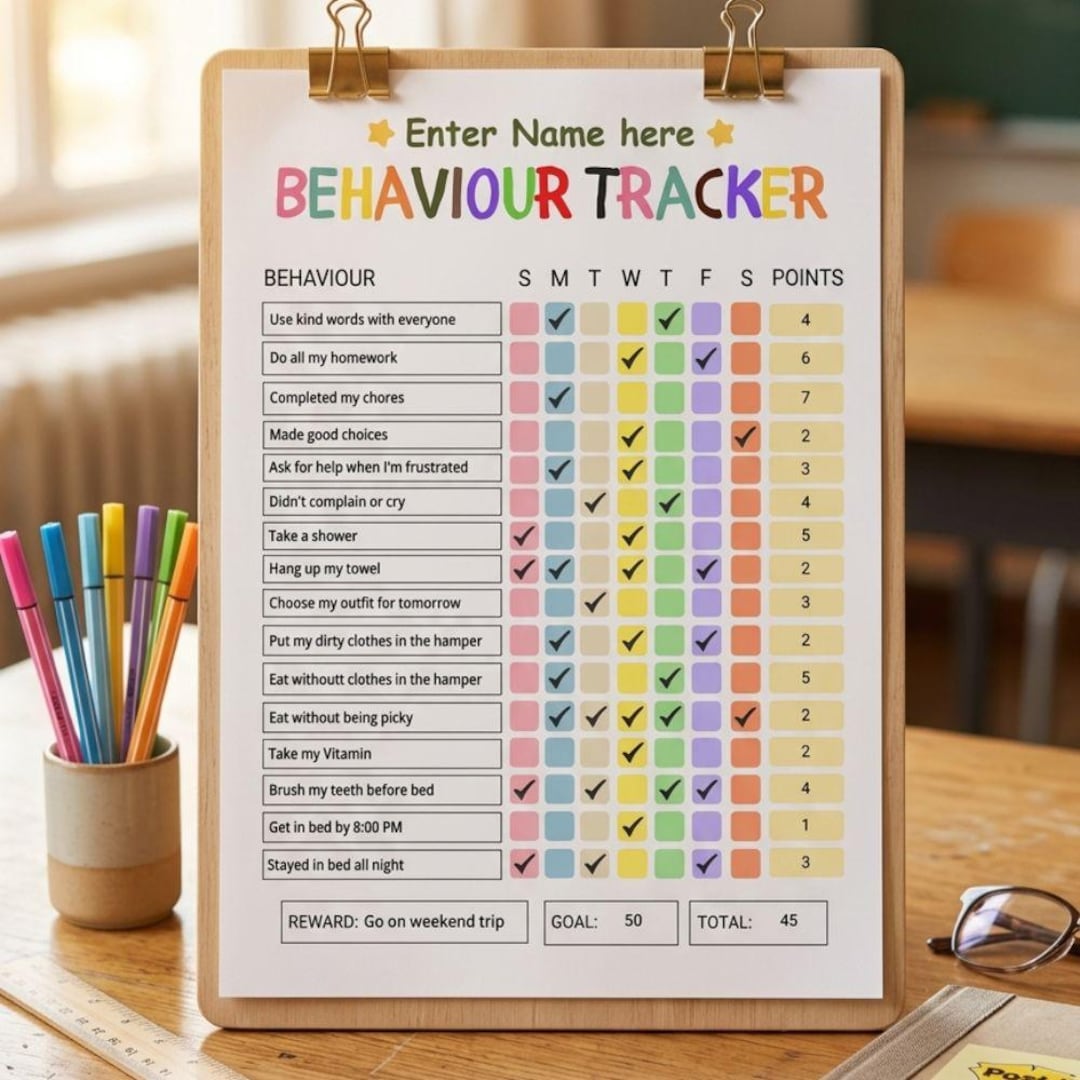 Kids Behavior Chart Printable | Editable Reward Tracker for Toddlers ...
