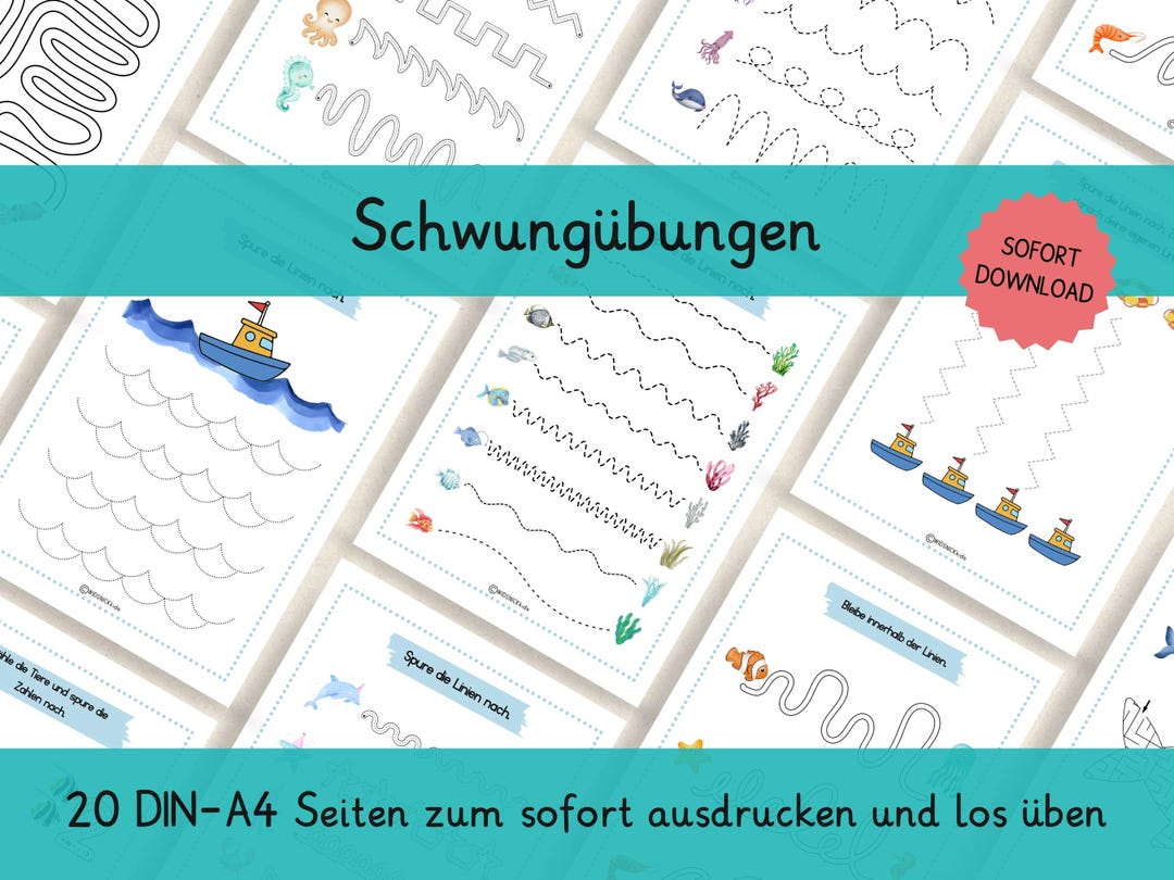 Sea-themed Tracing Exercises for Children (PDF) – Preschool Worksheets ...