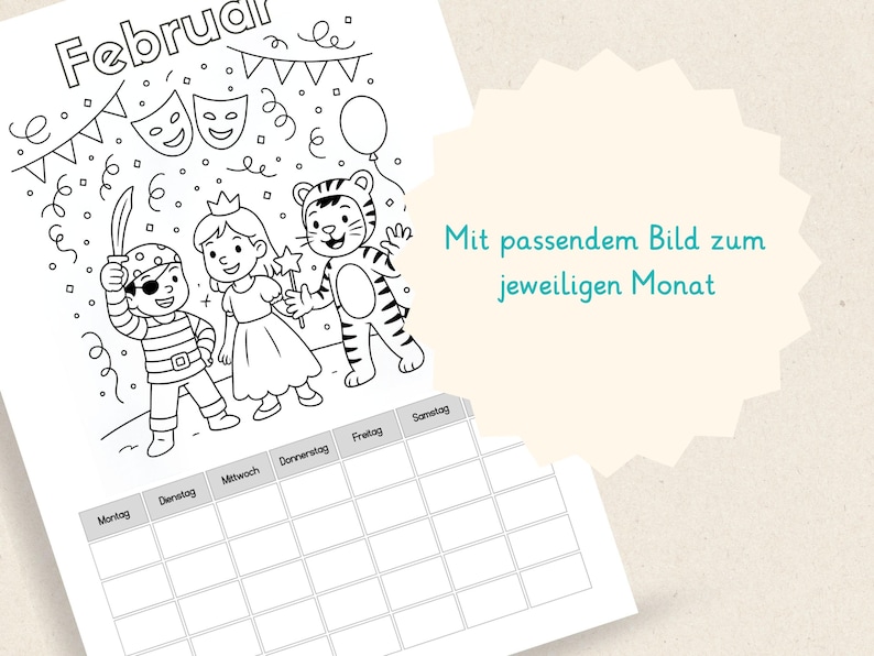 Coloring Calendar for Children to Fill in Themselves (PDF) | Coloring ...