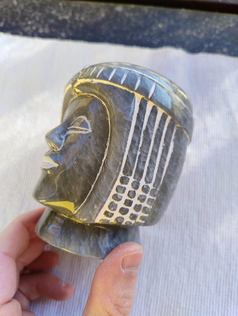 Stone Head Sculpture - Ancient Style Carving - Tribal Inspired Stone ...