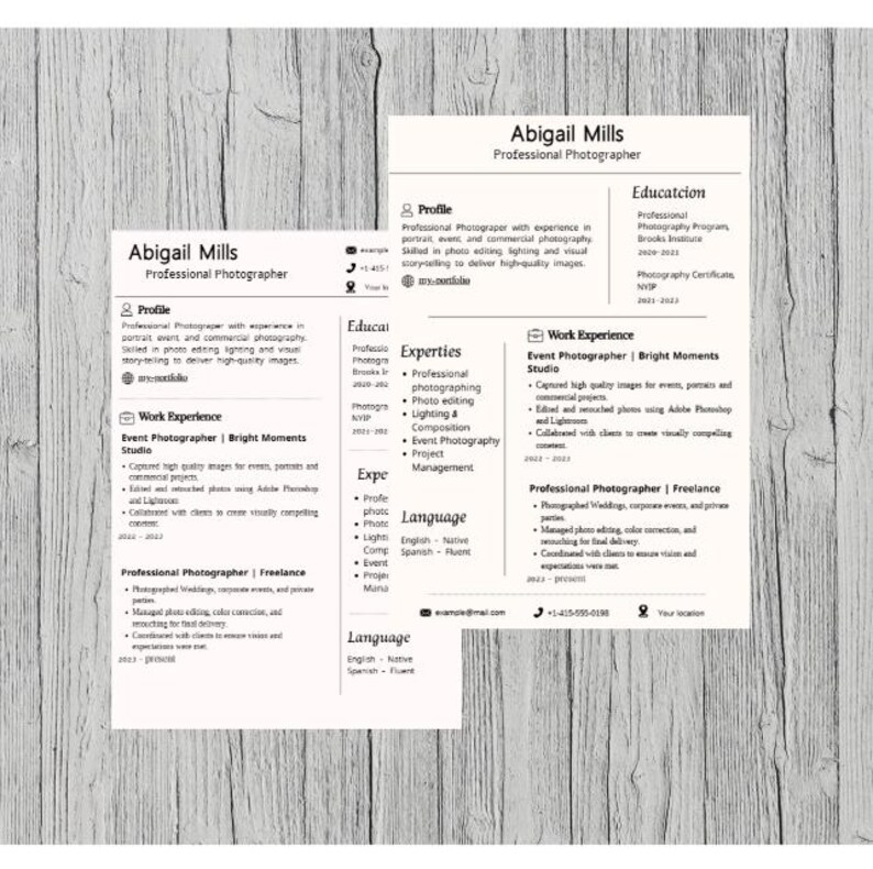 Two Resume Templates | Editable One-page Cvs | Canva PDF - Etsy