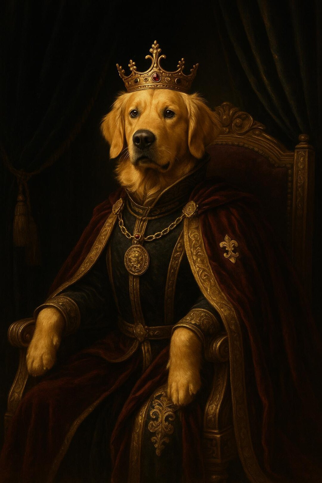 Royal Throne Pets 2026 Wall Calendar | Golden Retriever King Art - Etsy