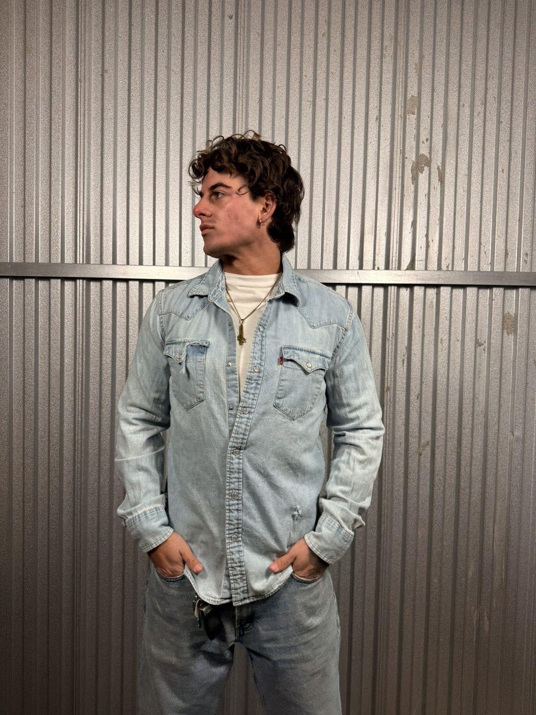 Levis Classic Denim Western Pearl Snap Cowboy Button Up - Etsy