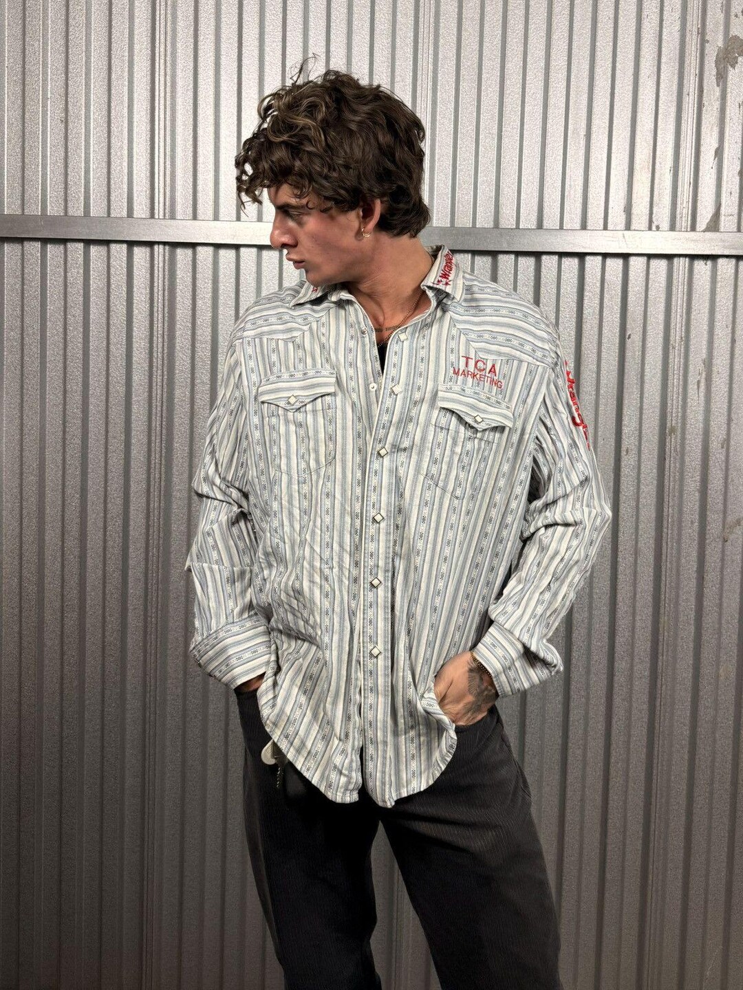 Vintage Wrangler Western Pinstripe Pearlsnap Button up Shirt - Etsy