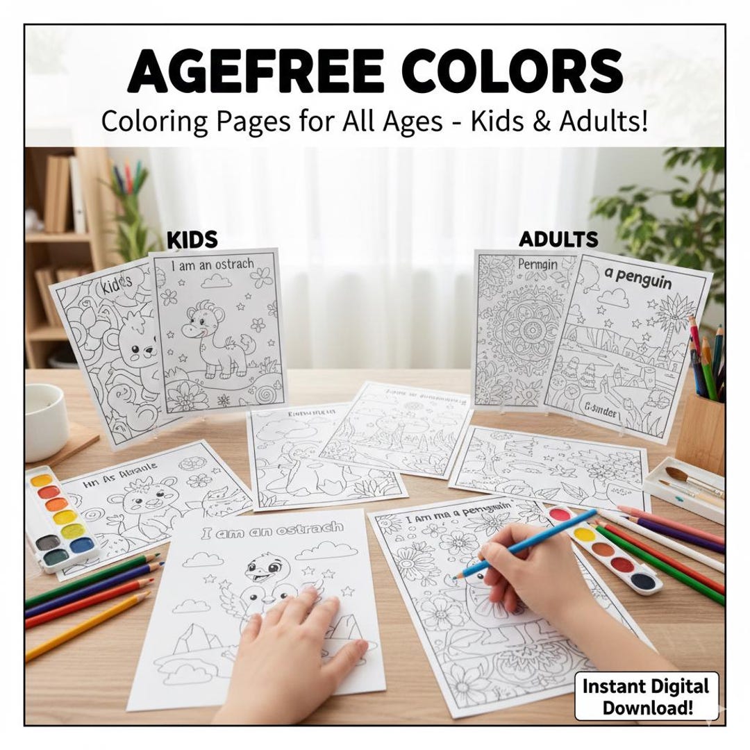 Animal Coloring Pages | Printable PNG Set | Digital Download | - Etsy