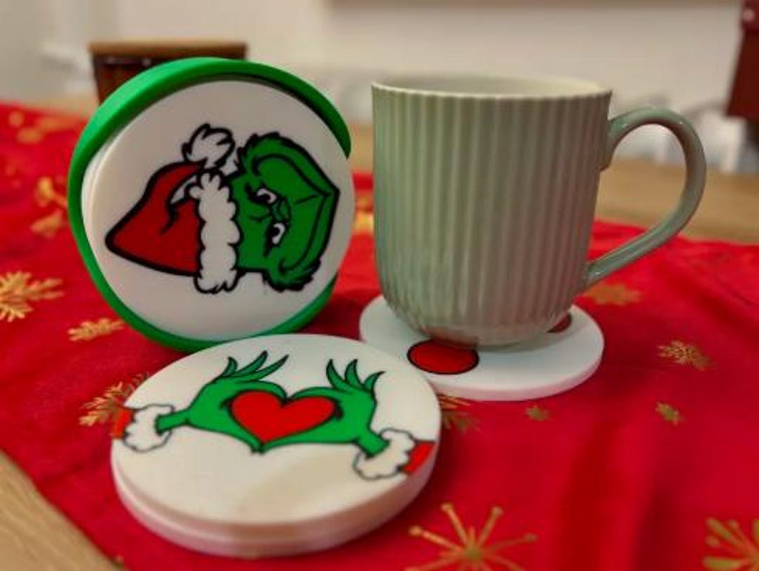 Grinch Christmas Coasters - Set of 4 - Etsy