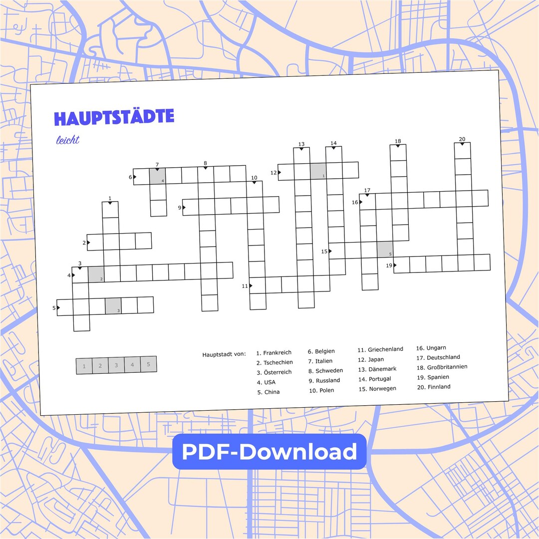 Easy Capital City Puzzle – Crossword Puzzle Capital Cities – Test Your ...