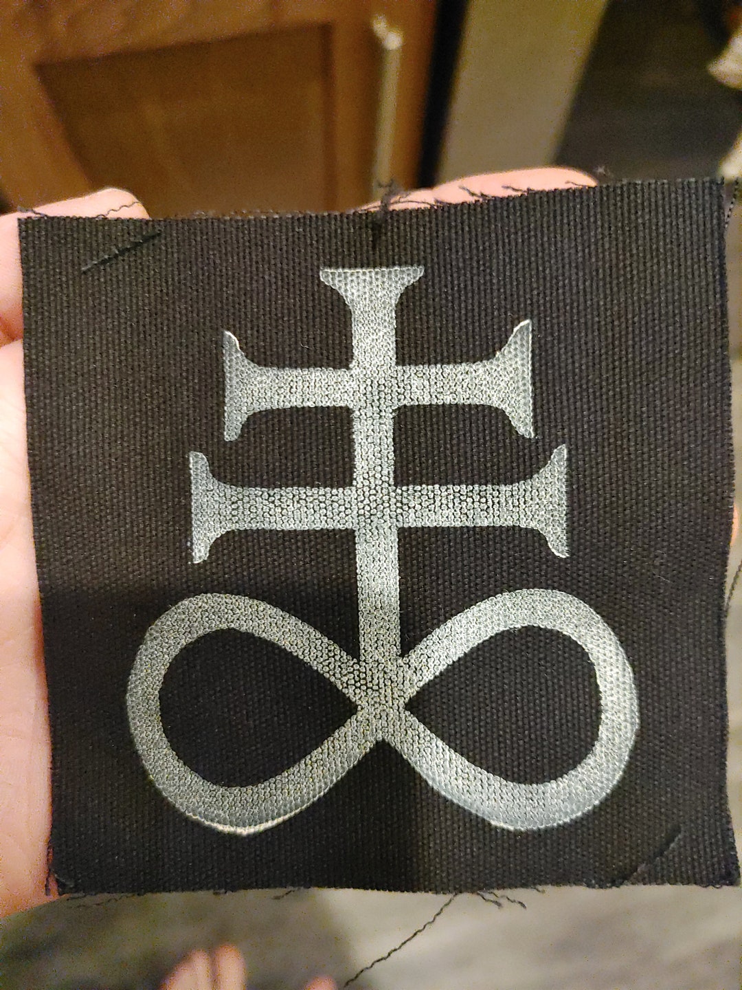 The Leviathan Cross Linocut Patch - Etsy