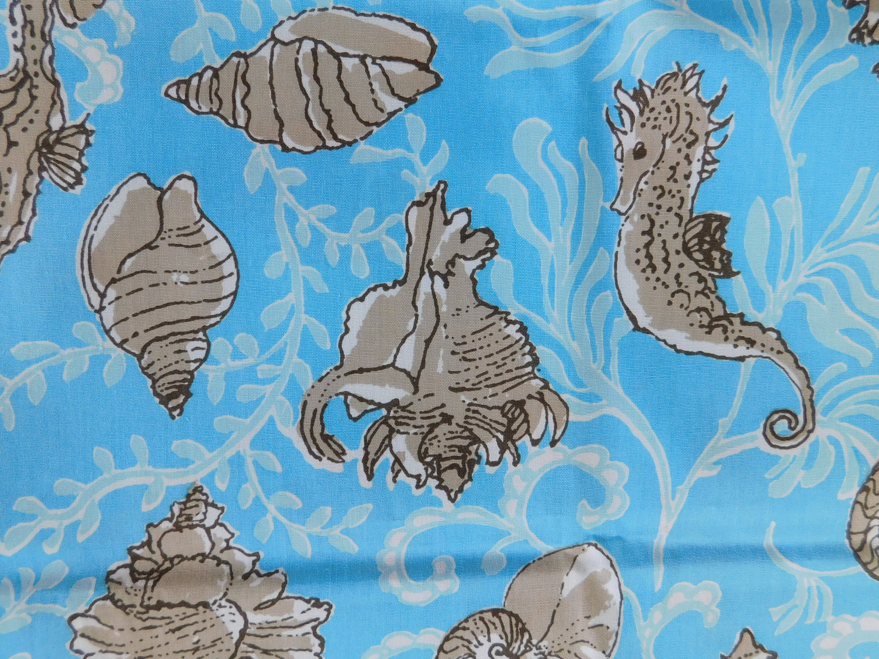 Vintage Horsey Shells by Susie Zuzek for Key West Hand Print Fabrics ...