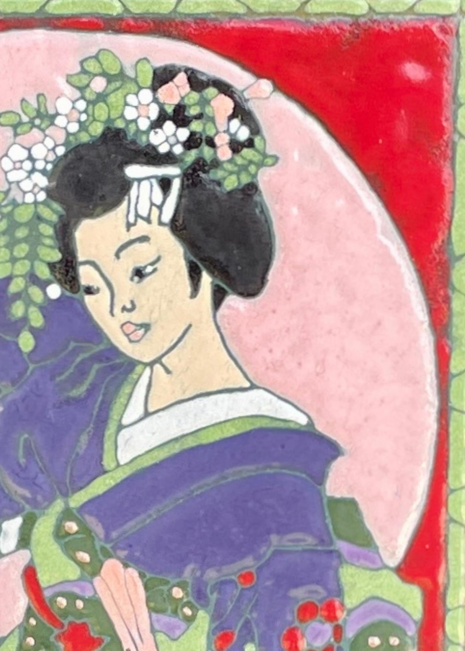 Geisha in a Blue Dress – Original Japanese Enamel Art - Etsy
