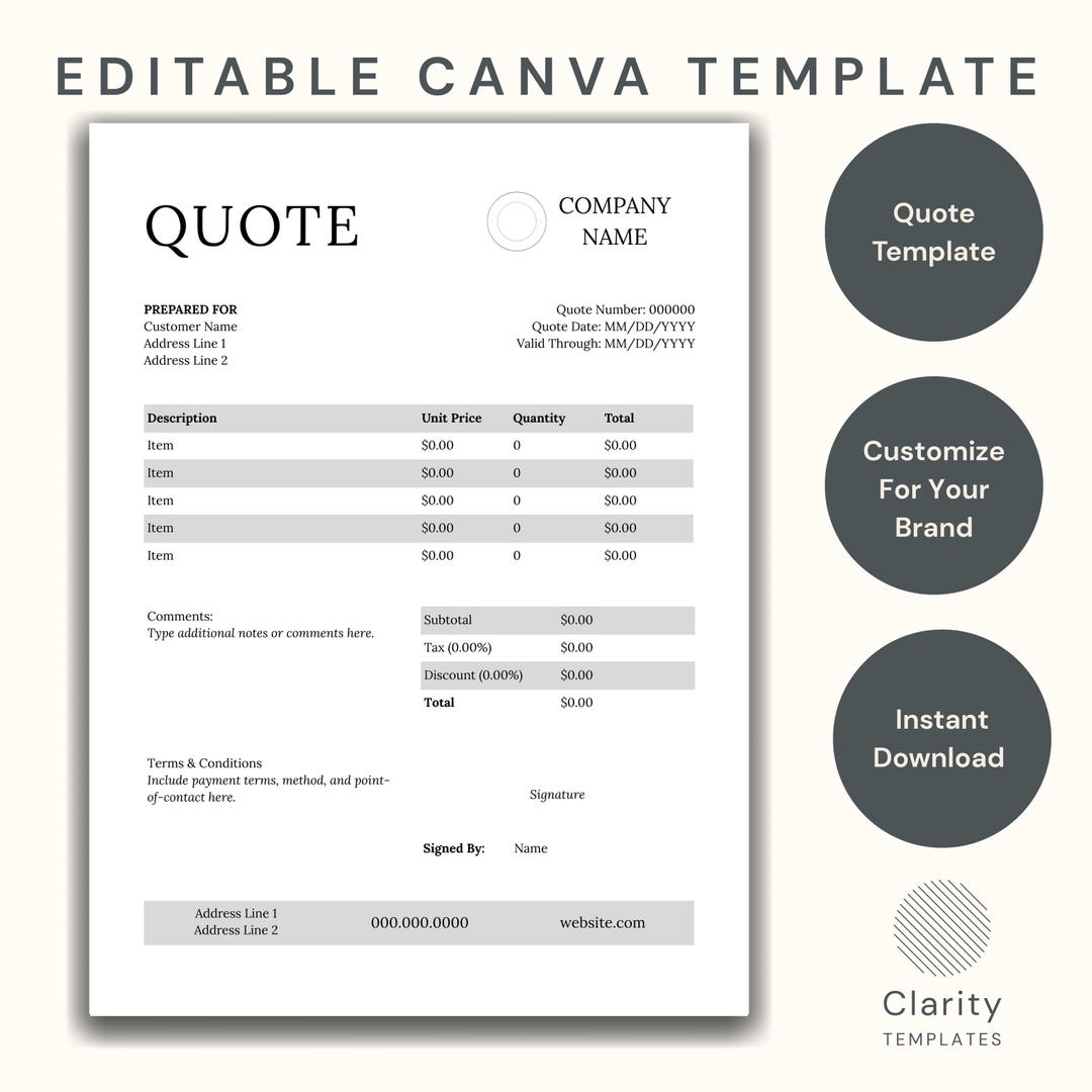 Quote Template | Customizable & Editable in Canva for Small Business ...