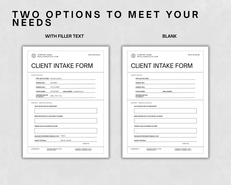 Canva Client Intake Template | Printable, Customizable, Editable | for ...