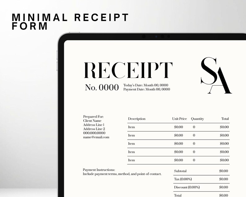 Canva Receipt Template | Printable, Customizable, Editable, Fillable ...