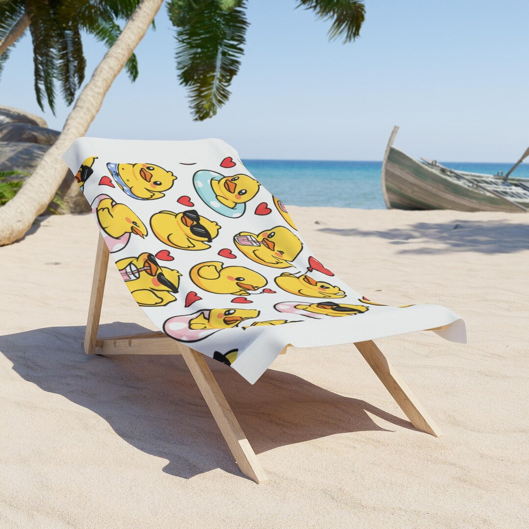Classy and Cute Duck Beach Towel | Cute Yellow Duckies, Sunglasses ...
