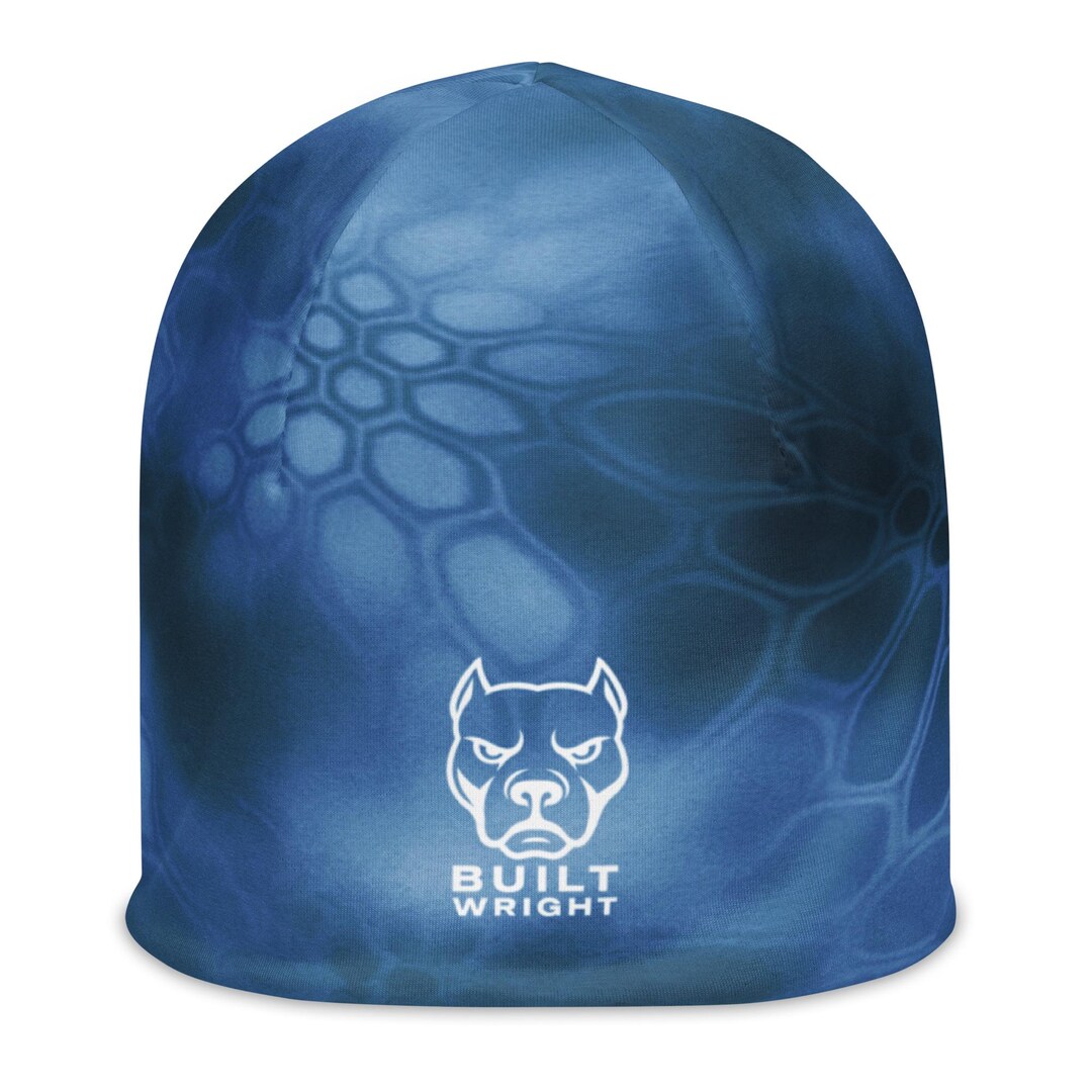 Built Wright Cryptek Blue AOP Beanie – Premium Men’s Gym Beanie ...