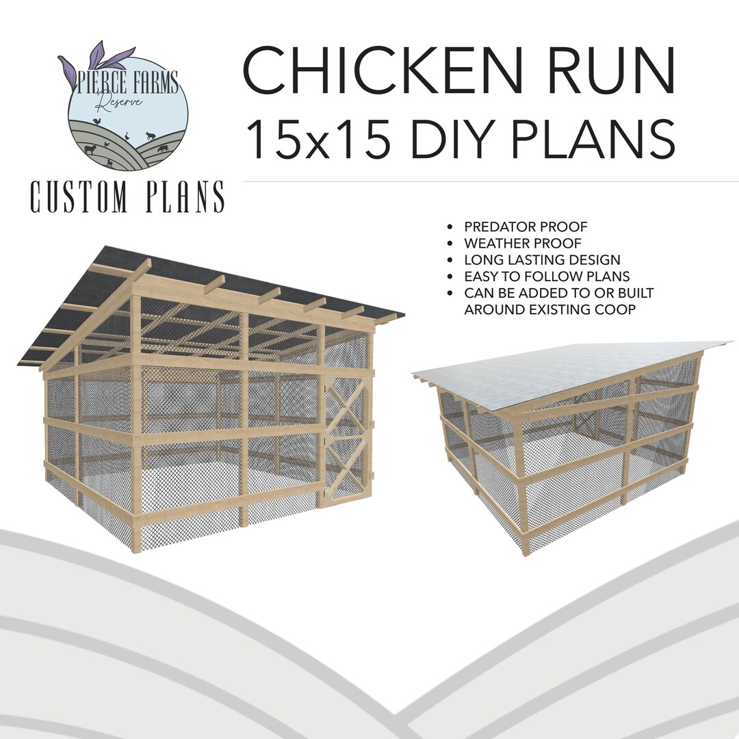 Angled Roof Chicken Run - 15x15 DIY Plans - Etsy